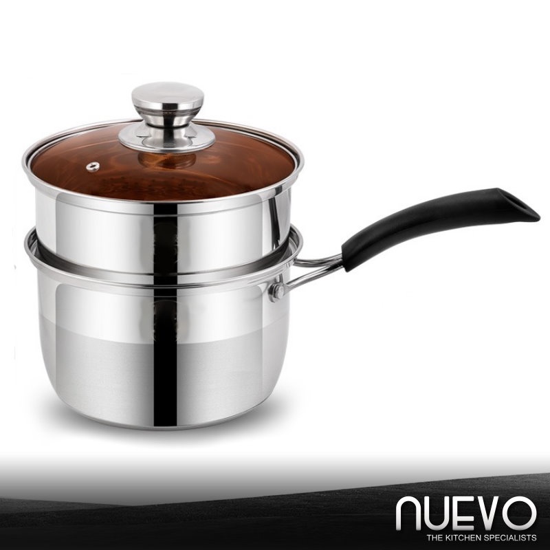 Nuevo [ 2 LAYER ] 18CM Stainless Steel Milk Pot + Steamer layer Cooker ...