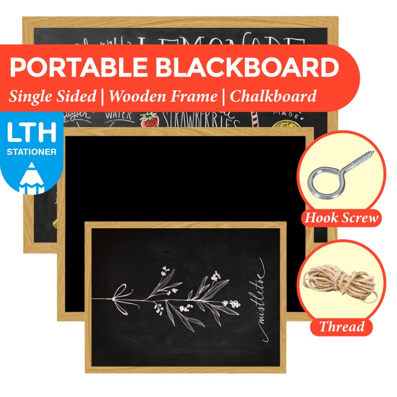 LTH Blackboard Single Sided Wooden Frame Display Message Menu ...