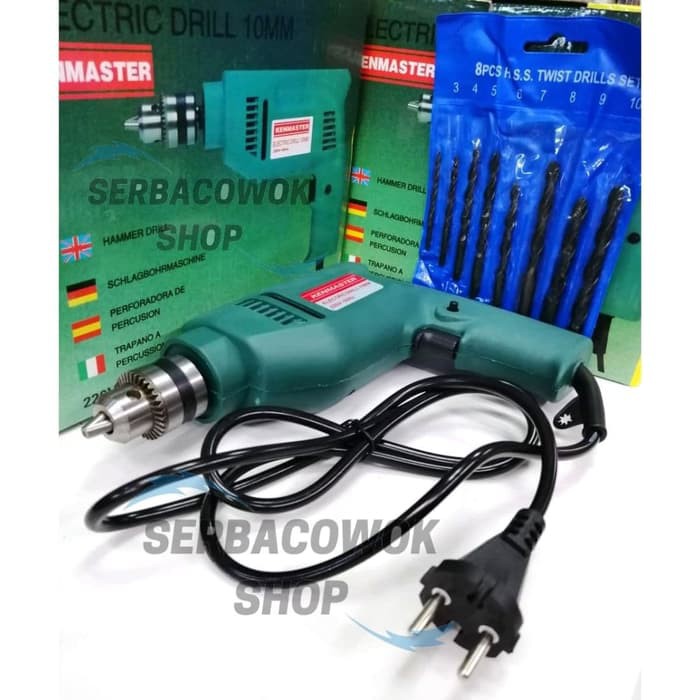 Kenmaster 10 mm Electric Hand Drill Machine Plus Iron Drill Bit Set ...