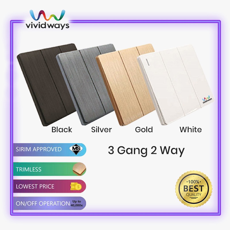 K2 VIVIDWAYS S1 SWITCH & SOCKET SIRIM APPROVED WHITE/BLACK/SILVER/GOLD ...