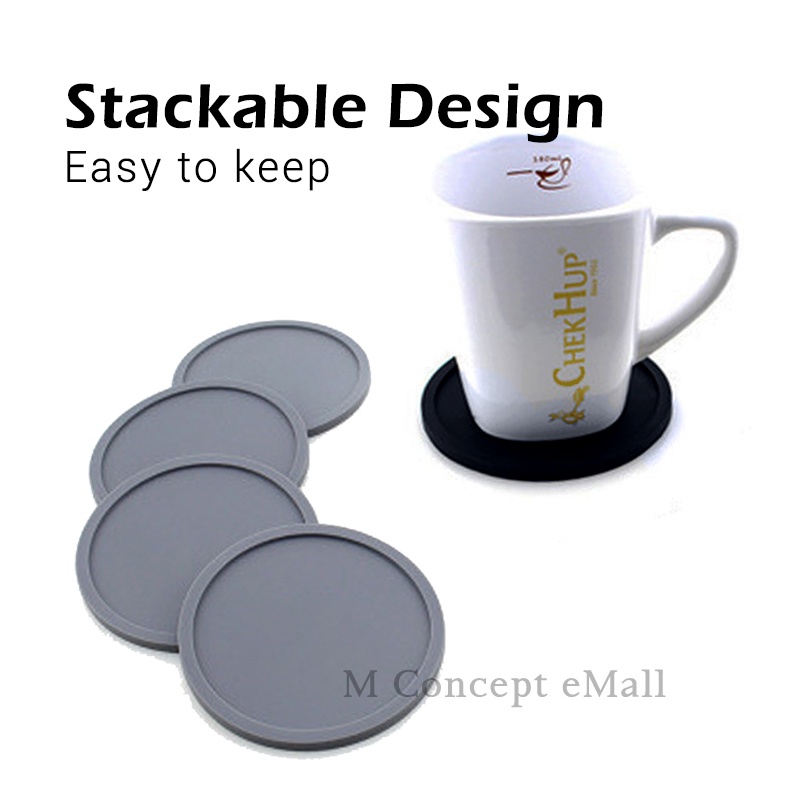 M Concept Alas Cawan Lapik Silicone Cup Coaster Round Rubber Mat Glass ...