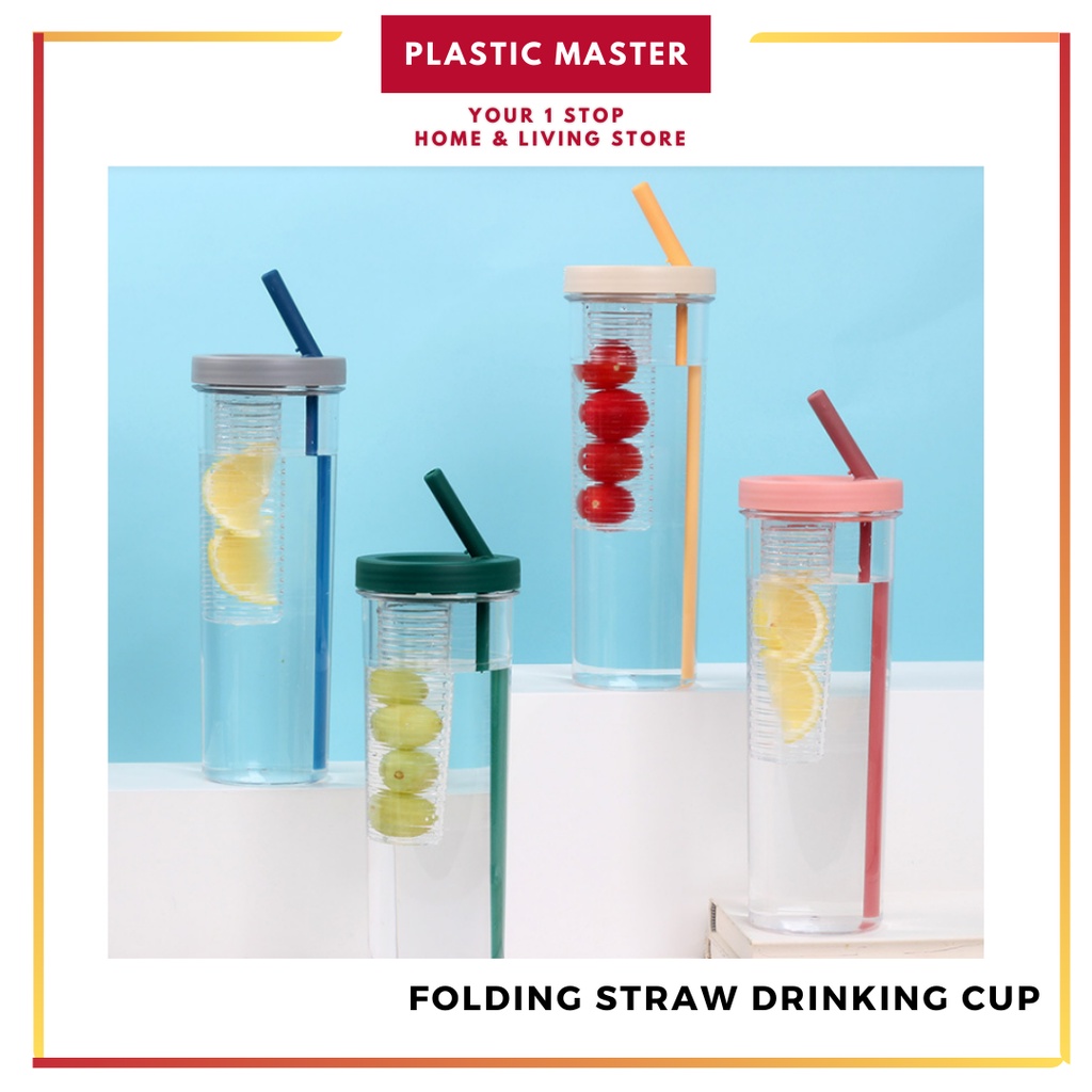 Folding Straw Drinking Cup Water Bottle 700ML/550ML Large Capacity ...