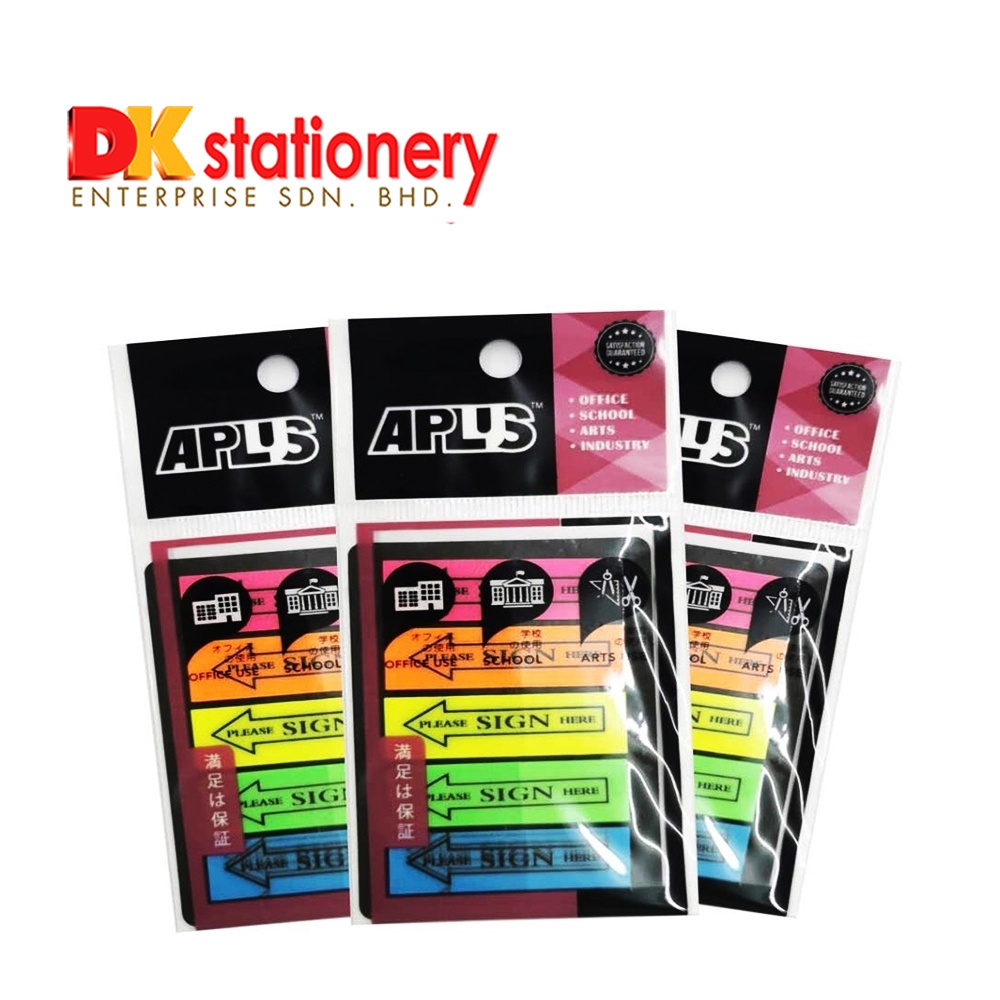 APLUS Sticky Note Flags Arrow - Please Sign Here Neon Labels | Penanda ...