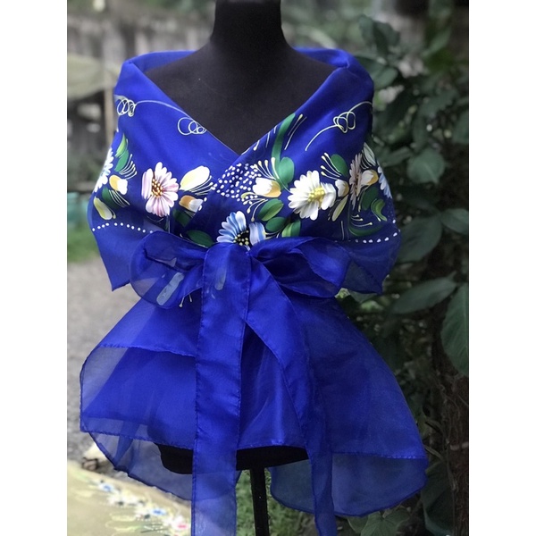 Filipiniana wrap around / Royal Blue hand paint | Shopee Malaysia