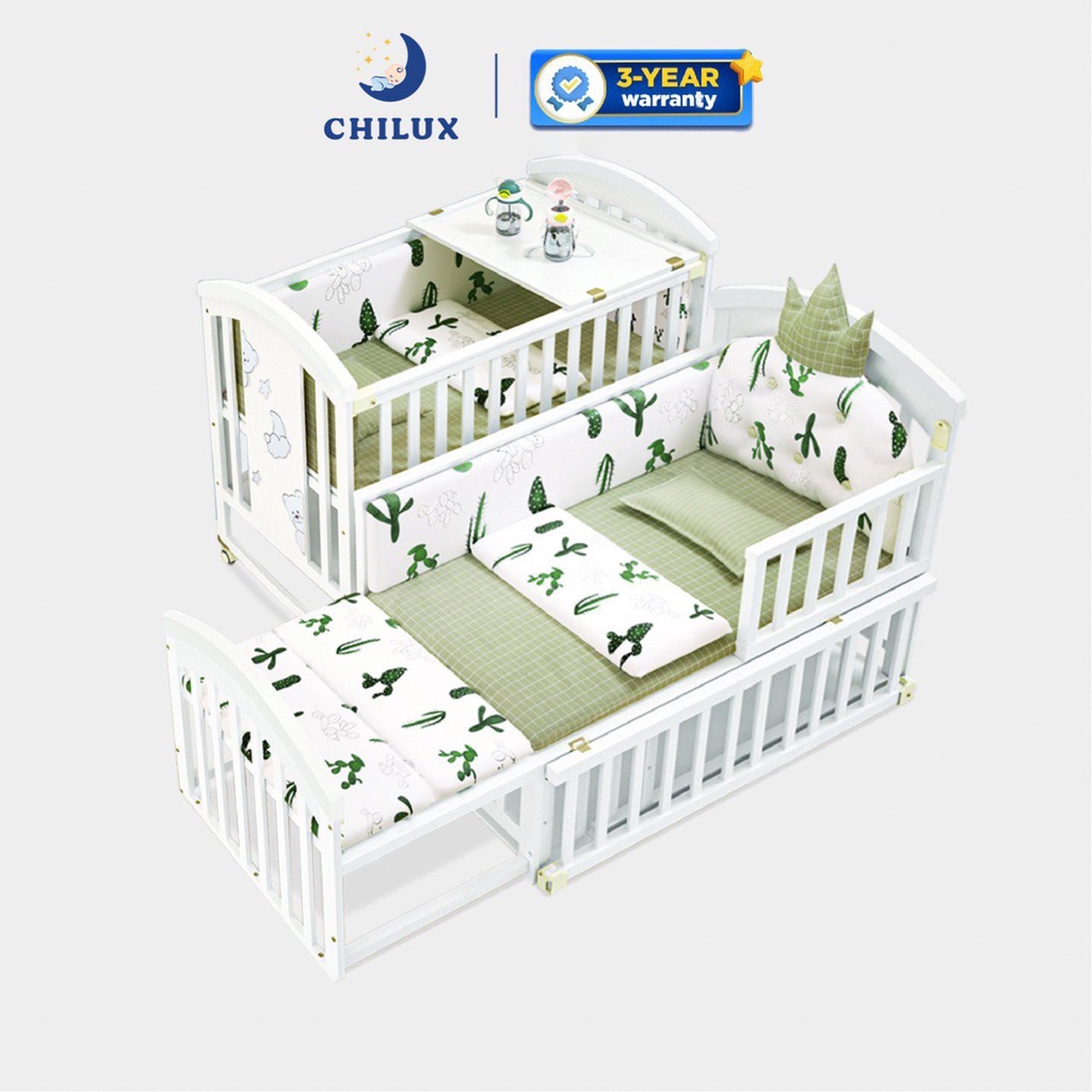 Chilux Peace White 6 Mode Multifunctional Baby Cot Newzealand Pine Wood ...