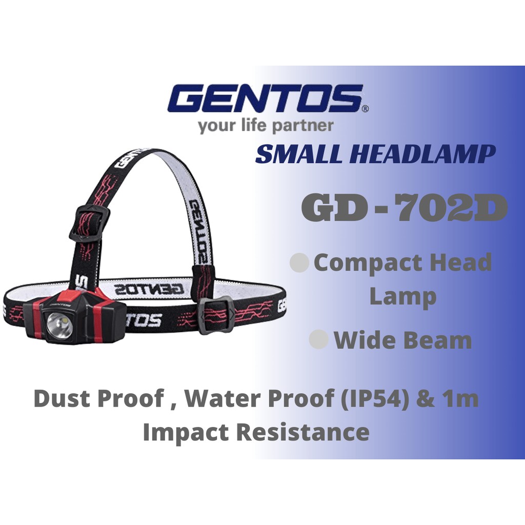 Headlamp Gentos Japan GD-702D Small Headlamp 1 AA Batteries Dust Proof Water Proof Flashlight ...