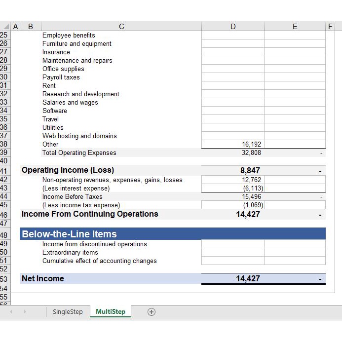 Income Statement Example Excel Income Statement Template With Profit