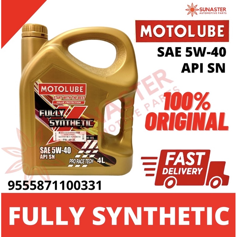 MOTOLUBE FULLY SYNTHETIC PETROL ENGINE OIL 5W-40 4L Minyak Hitam ...