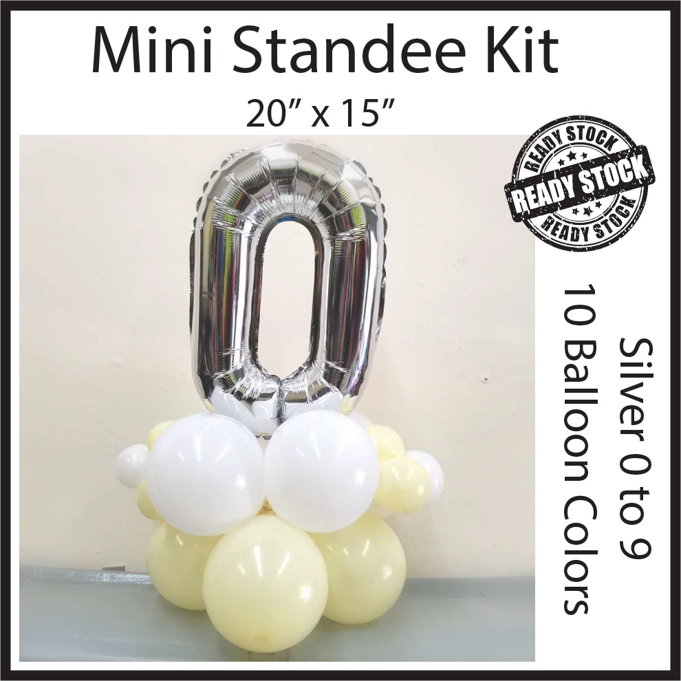 Silver Pastel Mini Balloon Standee Kit 16" Foil Number Balloon Gold ...