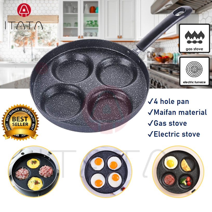 [UPGRADED MAIFAN MATERIAL] 4 Hole Pan 24cm Frying Pan Egg Pancake Maker ...