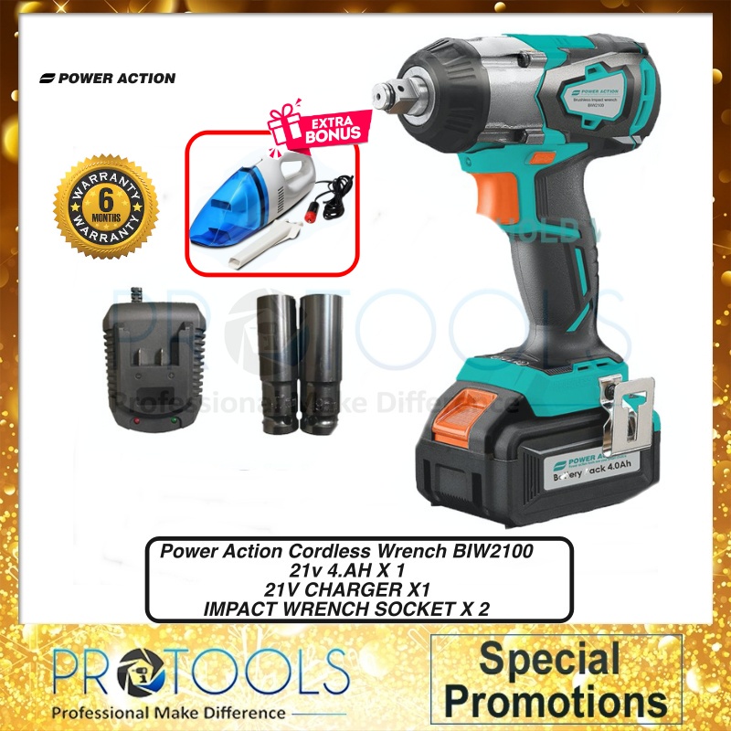 TOTAL 20V Lithium-Ion Impact Wrench TIWLI2001 (Industrial) 300NM / POWER ACTION BIW2100 300NM ...