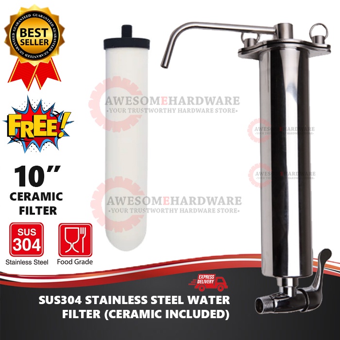 (WITH RING) WALL MOUNT SUS304 STAINLESS STEEL SUPER THIN WATER FILTER ...