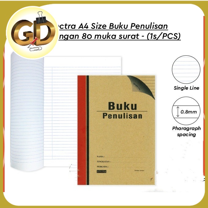 Spectra A4 Size Writting Notebook School/Buku Penulisan/Latihan ...