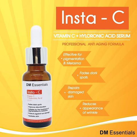 (FAST SHIPOUT) DM ESSENTIALS Insta-C VITAMIN C + Hyaluronic Acid Serum [Pigmentation Jeragat ...