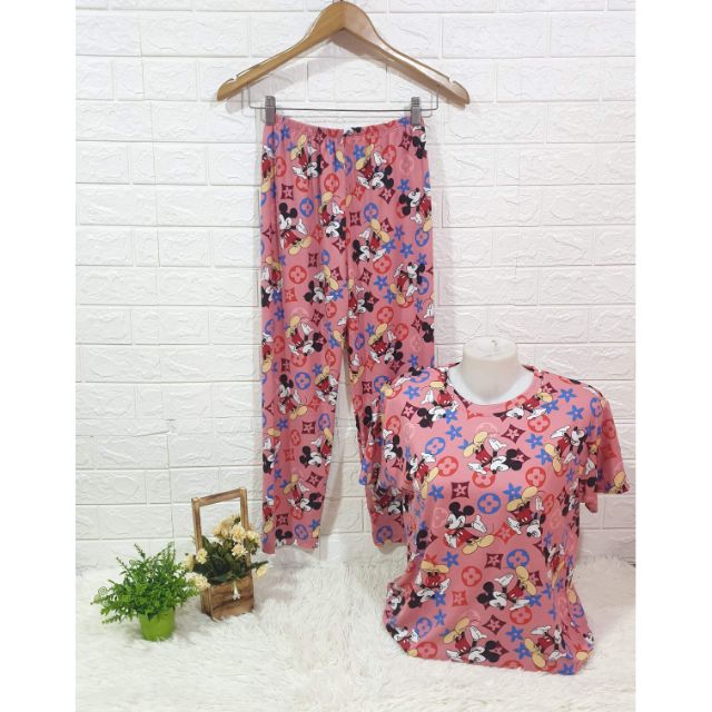 Mickey Mouse x LV Printed Pajama Terno | Shopee Malaysia