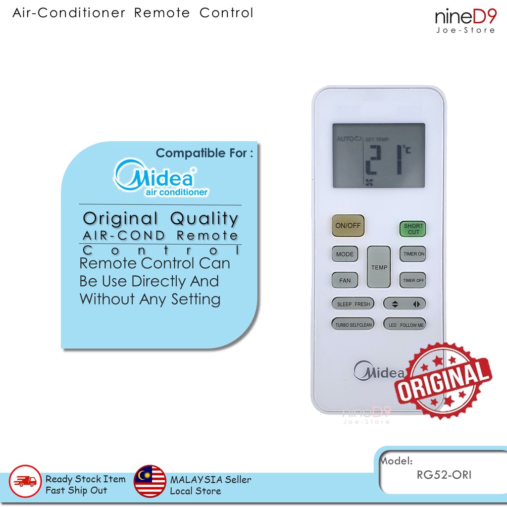 Midea **Original** Midea Air Cond Aircond Air Conditioner Remote ...