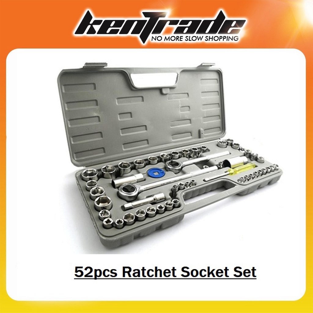 52pcs Hand Tools Ratchet Socket Set Tool Box Spanner Set DIY Wrench Set | Shopee Malaysia