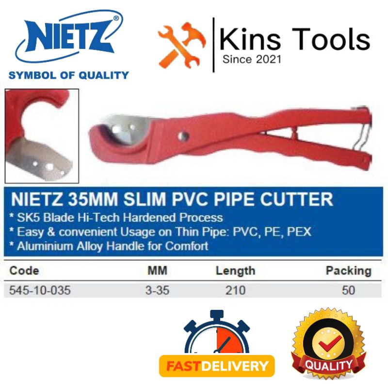 Nietz 35MM HEAVY DUTY SLIM PVC TUBE PIPE Cutter / GUNTING PEMOTONG PAIP ...