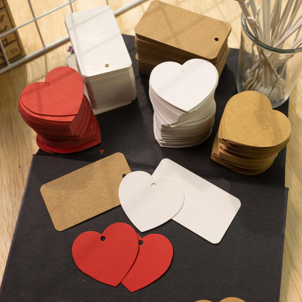 100pcs Hang Tag Rectangle Love Shape Blank Card | Kraft Paper Tag ...