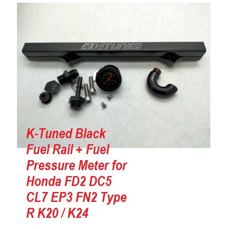 K-Tuned Black Fuel Rail + Fuel Pressure Meter for Honda FD2 DC5 CL7 EP3 FN2 Type R K20 / K24 ...