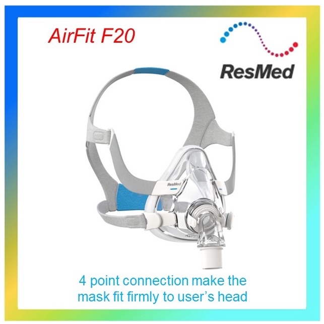 Resmed AirFit F20 Full Face CPAP Mask, comfortable, magnetic clip and ...