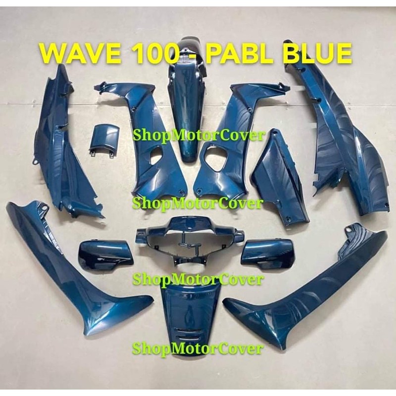 HONDA WAVE100 W100 BODY COVER SET FULL PABL BLUE WITH STICKER( HLD ...