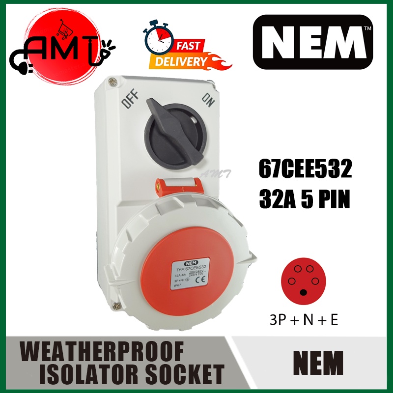 NEM ISOLATOR WEATHERPROOF SOCKET 32A 5PIN IP66 67CEE532 | Shopee Malaysia