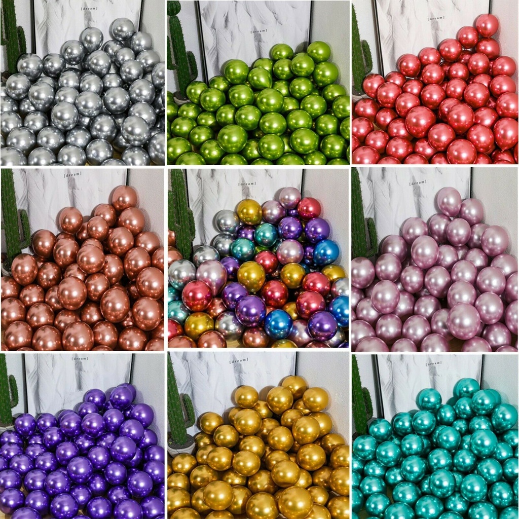100PCS 5 inches Chrome Metallic Balloon Belon for Birthday Party ...