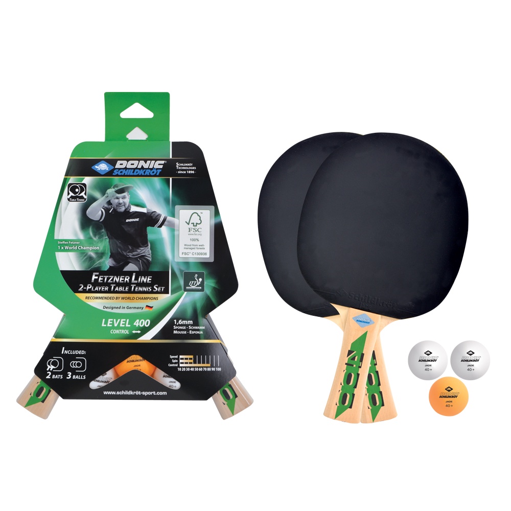 Donic Schildkrot Table Tennis Bat Fetzner 400 FSC Sets & Balls (2 ...