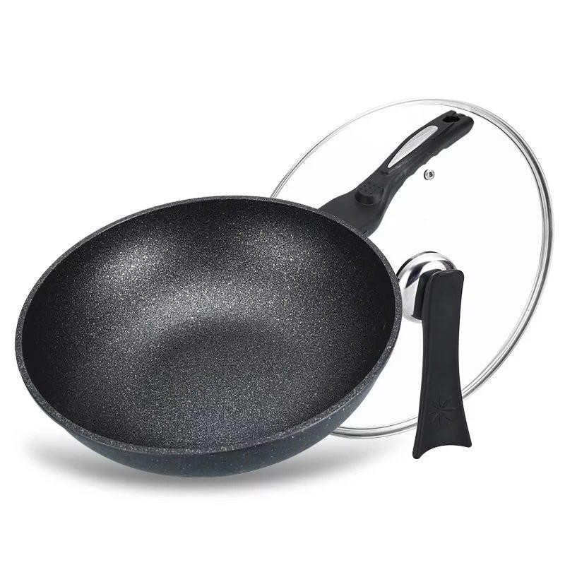 Korean Nonstick Frying Wok Pan Maifan Marble Stone Cooking Wok Pan Pot ...