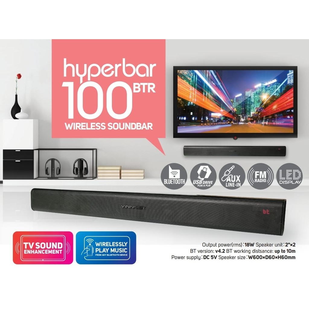 Vinnfier HyperBar 100 BTR Sound Bar Wireless Sound Bar | Shopee Malaysia