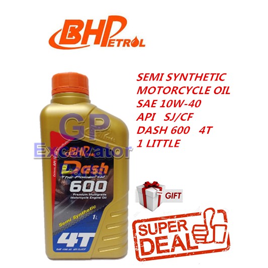 BHP Dash 600 4T 10W40 Semi minyak enjin motosikal sintetik [1 LITTLE ...
