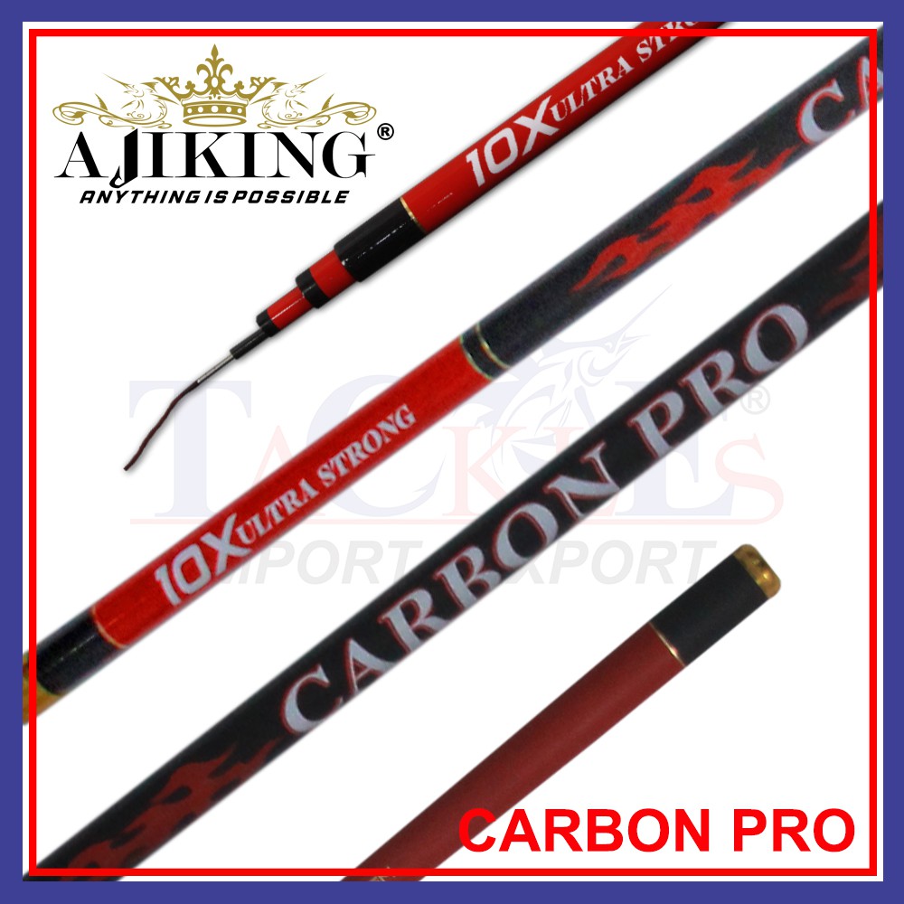 Ajiking Carbon Pro Joran Pancing Pole Fishing Rod (3.6m-6.3m) | Shopee ...