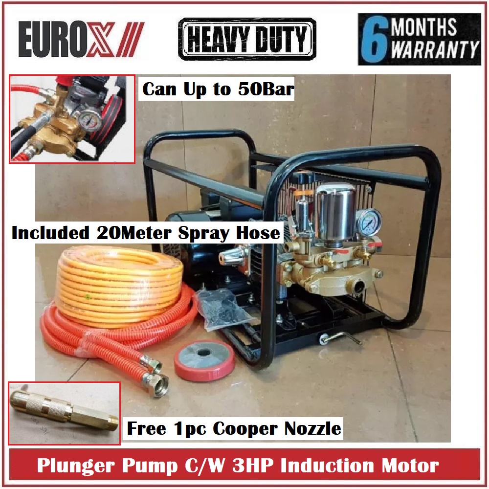 EUROX Plunger Pump C/W 3HP Induction Motor PPQ4504 -Up to 50Bar ...
