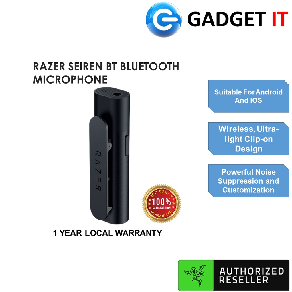 RAZER SEIREN BT BLUETOOTH WIRELESS CLIP-ON MOBILE STREAMING VLOGGING ...