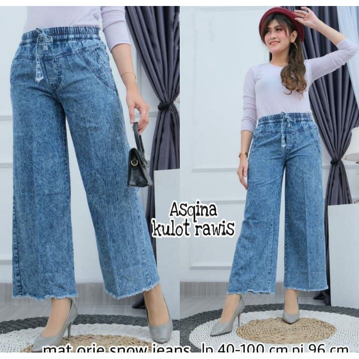 PUTIH Women's White jeans Culottes highwaist denim jeans For Girls ...