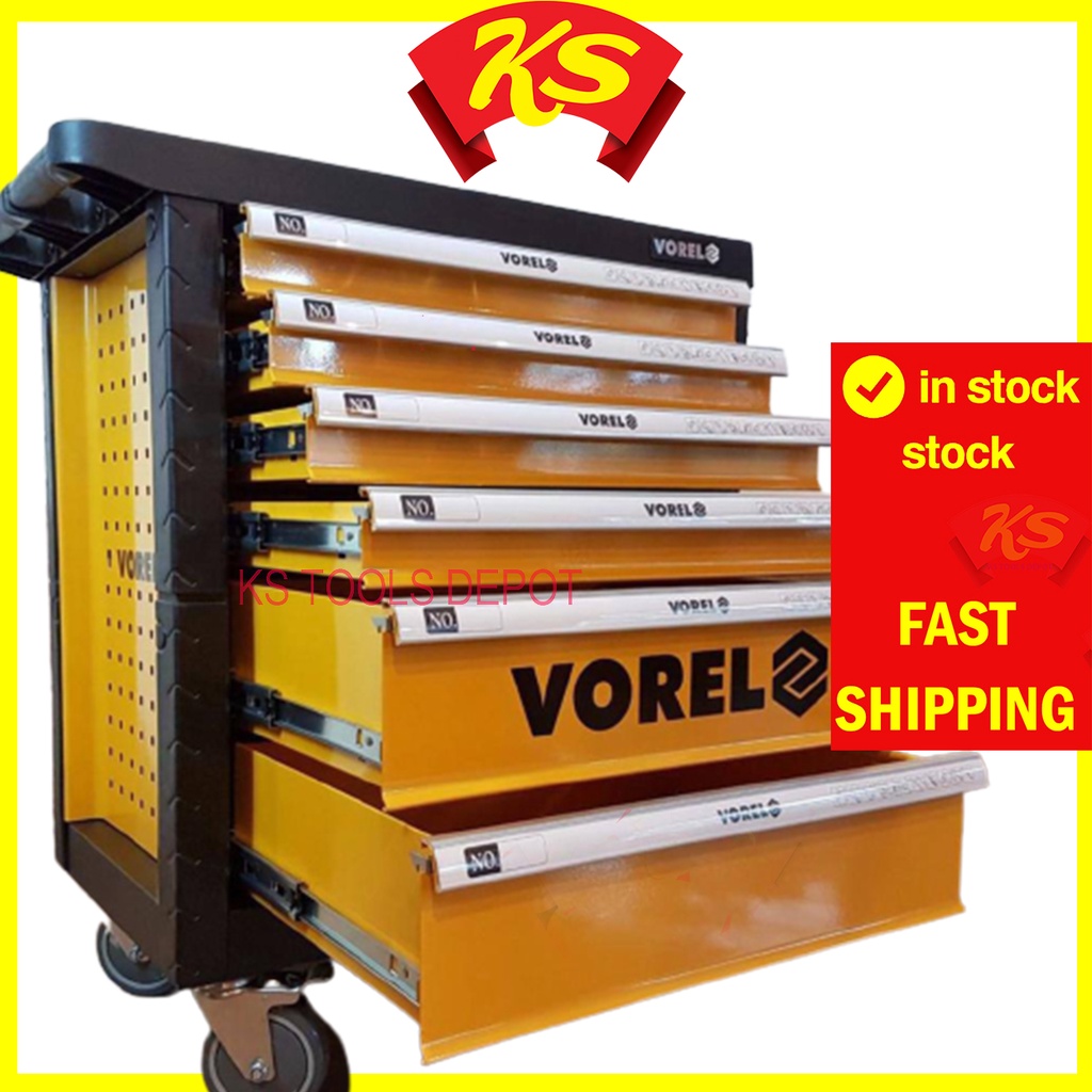 Vorel YT-58540 177pc Mechanic Tools with 6 Drawer Tool Cart Cabinet 6 ...
