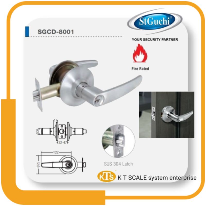 ORIGINAL ST GUCHI CYLINDRICAL HANDLE LOCK SET (FIRE DOOR LOCK) | Shopee ...