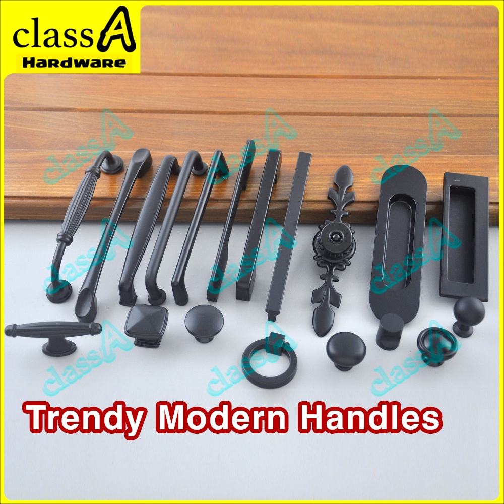 ClassAHW Black Handle Classy Modern Finish Knob Pull Door Handle Drawer ...