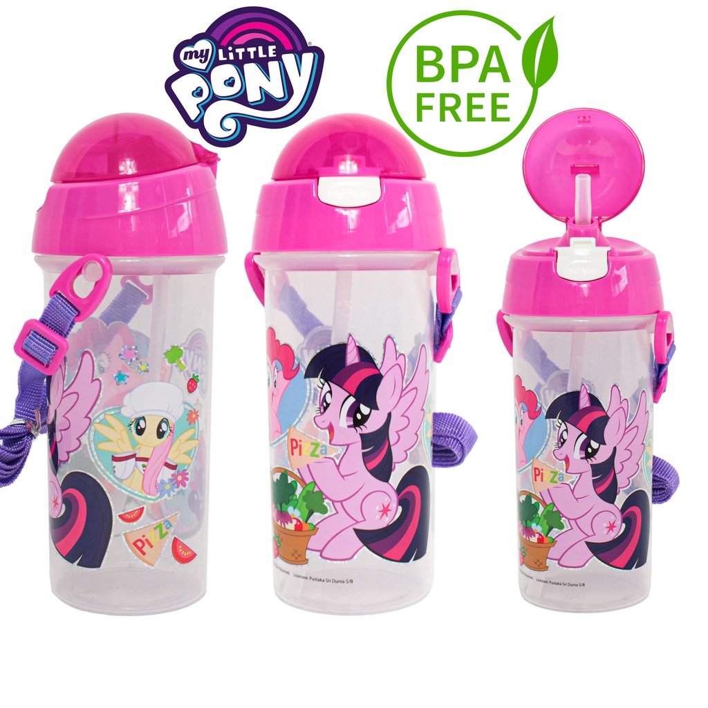 NEW!! 💖 My Little Pony Water Bottle With Straw 600ml Pink / Botol Air ...
