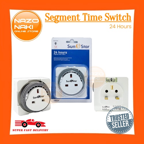 SIRIM 24 Hours Segment Time Switch Analog Timer Switch Socket Programme Programmable 3 Pin Plug ...