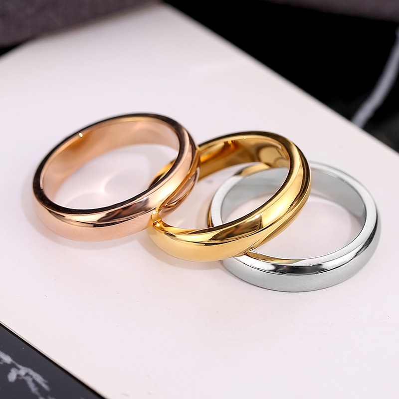 Popular simple titanium steel plain ring ring couple pair ring index ...
