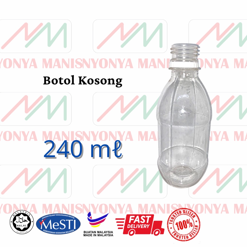 Botol Plastik 240ml /PET Plastic Bottle with cap | Shopee Malaysia