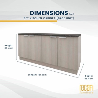 Recafi Furniture 6FT Base Unit Modern Melamine Kitchen Cabinet ...