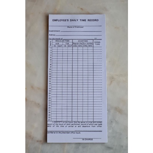 Employee's Daily Time Record DTR Form 48 Pad (5Pads) | Shopee Malaysia