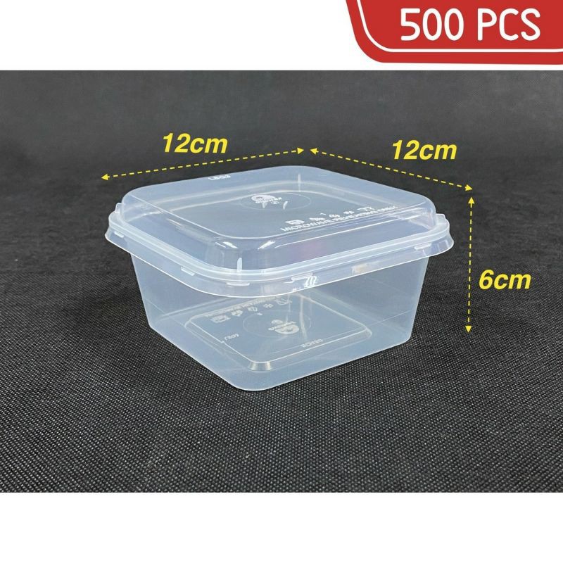 (500Sets) Medium Square Plastic Food Container With Dome Lid SQ450 | Shopee Malaysia