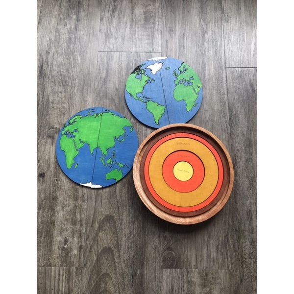 Wooden Earth Layer Puzzle | 1 Layer Core & 2 Layer World Continents ...