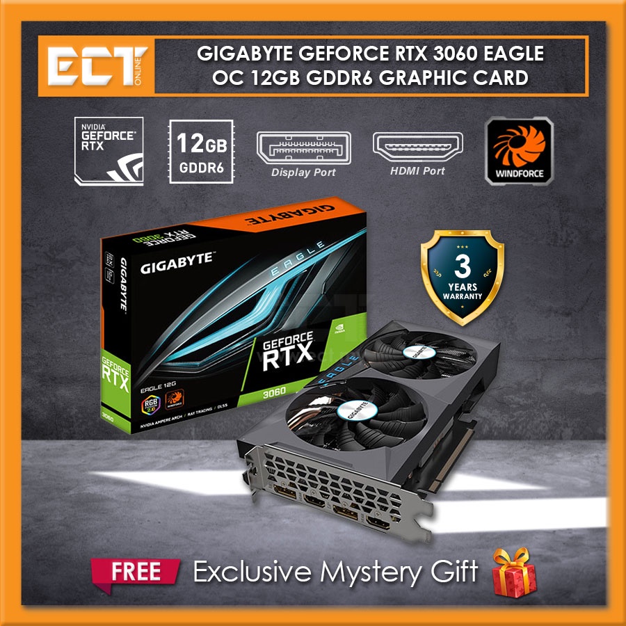 Gigabyte Geforce RTX 3060 EAGLE OC 12GB GDDR6 Graphic Card (GV ...