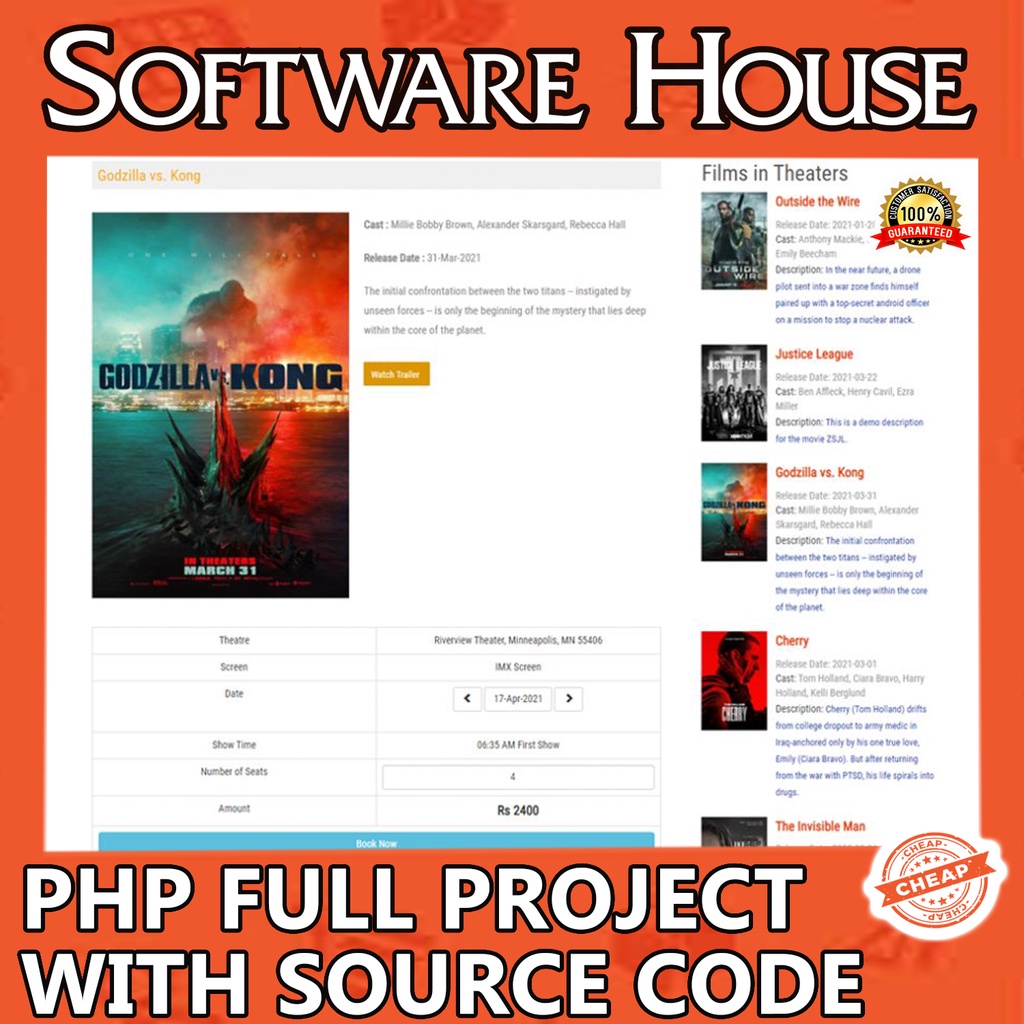 Movie Ticket Booking System Full PHP Project with Source Code | Shopee ...