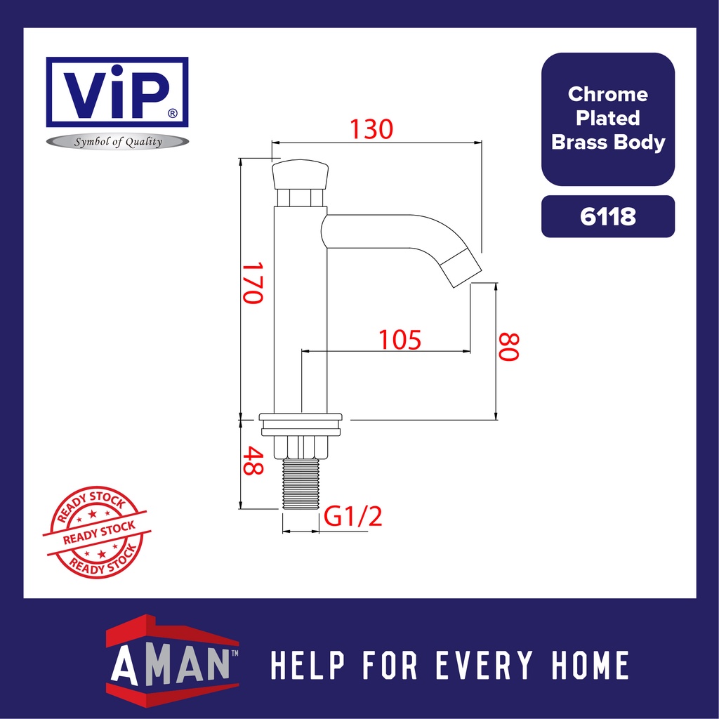 ViP Heavy Duty Premium Chrome Plated Brass Body Self Closing Pillar Tap ...